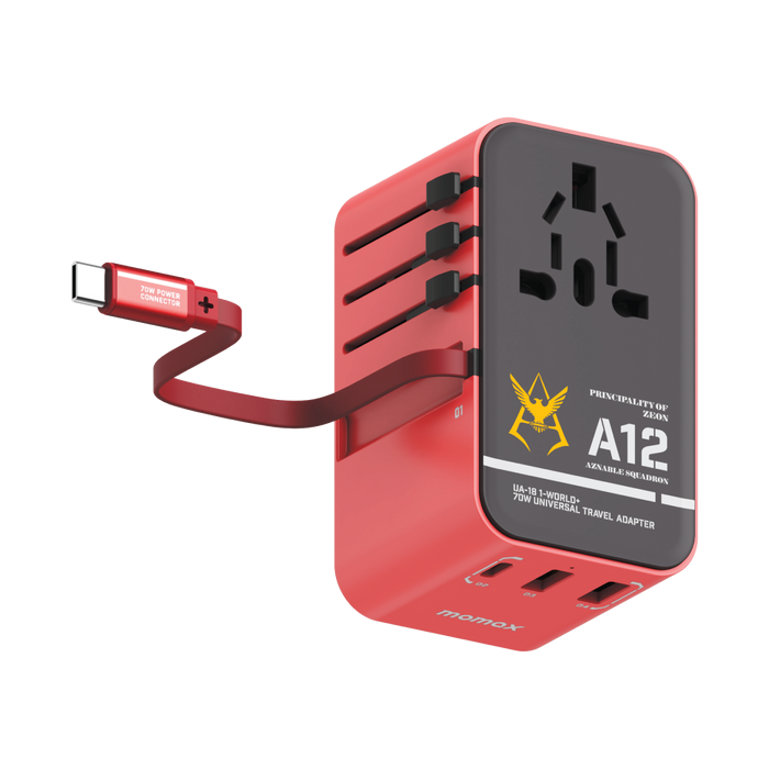 Momax x Gundam 1-World+ 70W GaN Retractable USB-C Cable Travel Adaptor ...